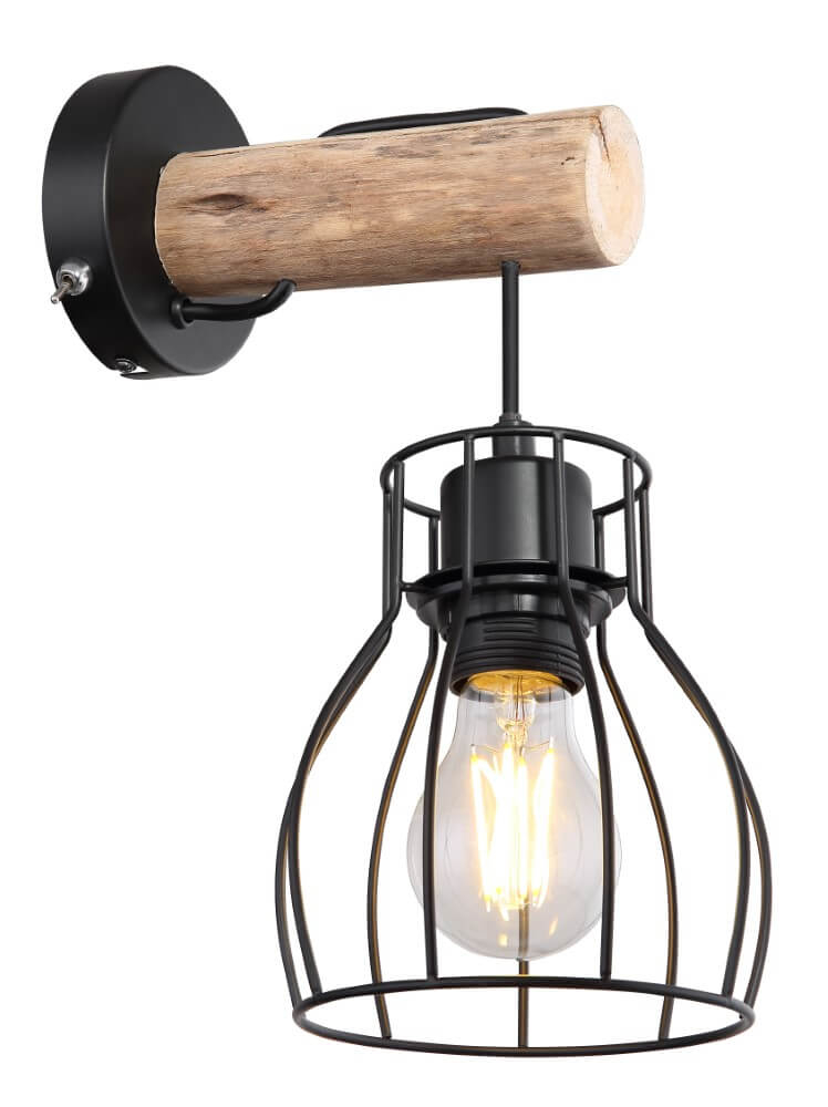 Wandlampe Holz Schwarz