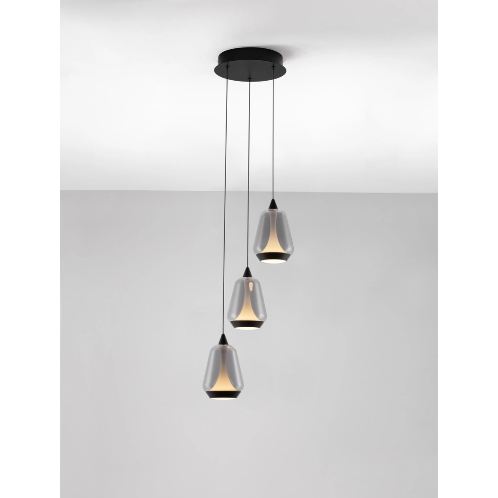 Design pendant lamp Alish 3-light smoke glass von Lyora kaufen ...